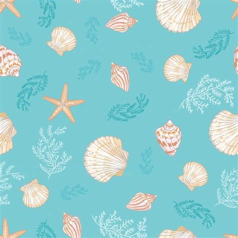 Sea Seamless Pattern With Cute Seashells Vector Image On Vectorstock