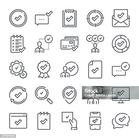 승인 및 품질 관련 줄 아이콘 세트입니다 요구 사항 선형 아이콘 컬렉션이있는 Сompliance 라인 아이콘을 승인하고