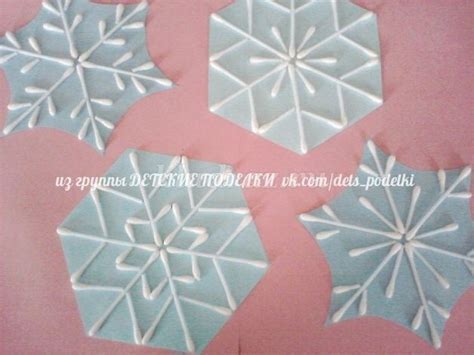 Аппликация из ватных палочек Снежинка