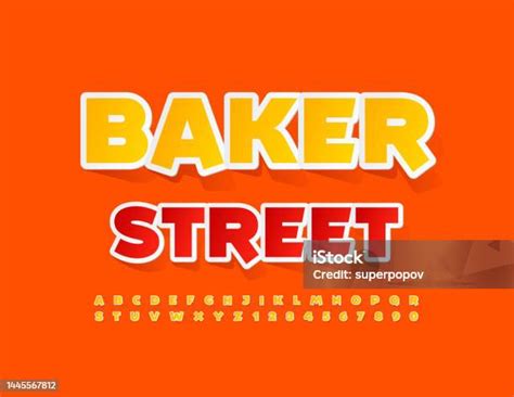 벡터 밝은 포스터 베이커 스트리트 현대 창조적 인 알파벳 문자와 숫자 세트 광고에 대한 스톡 벡터 아트 및 기타 이미지 광고