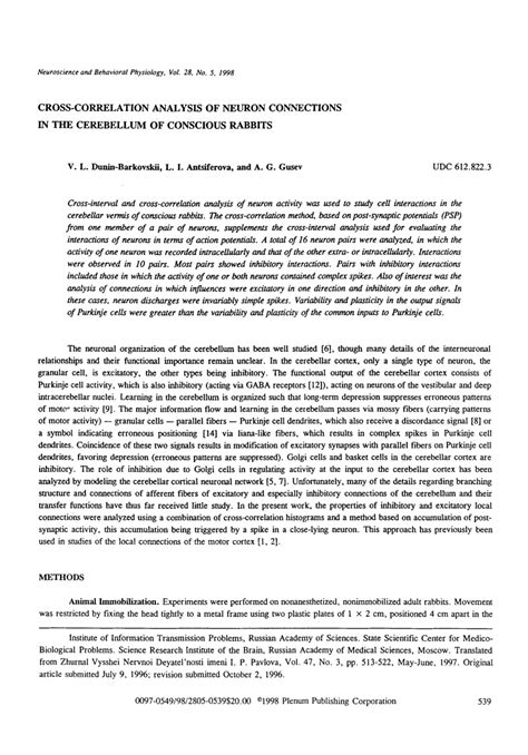 Pdf Cross Correlation Analysis Of Neuron Connections In The