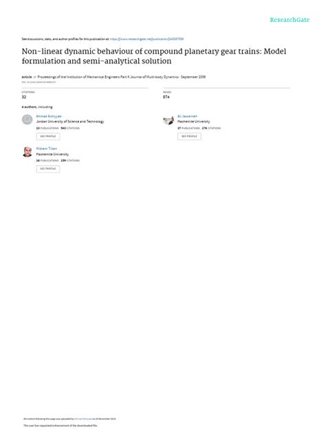 Non Linear Dynamic Behaviour Of Compound Planetary Gear Trains Model