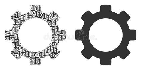 Gear Collage Of Binary Digits Stock Vector Illustration Of