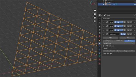 Modeling How Do I Stack Triangles Into A Bigger Triangle With Array Modifier Blender Stack