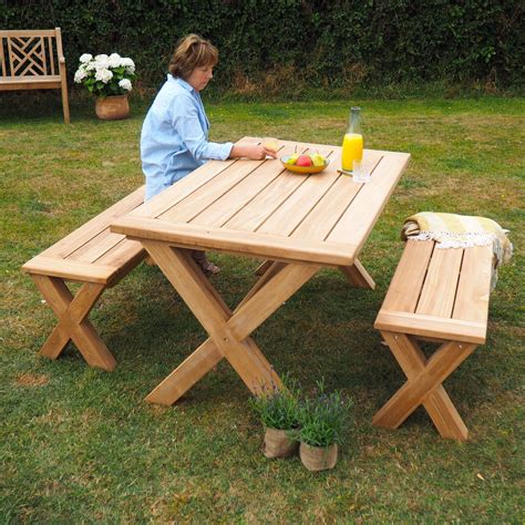 Durable Outdoor Wooden Bench And Table For Your Garden Oasis
