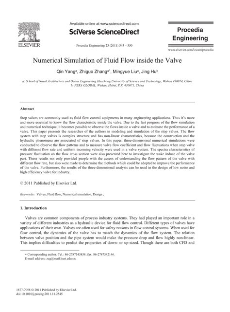 PDF Numerical Simulation Of Fluid Flow Inside The Valve