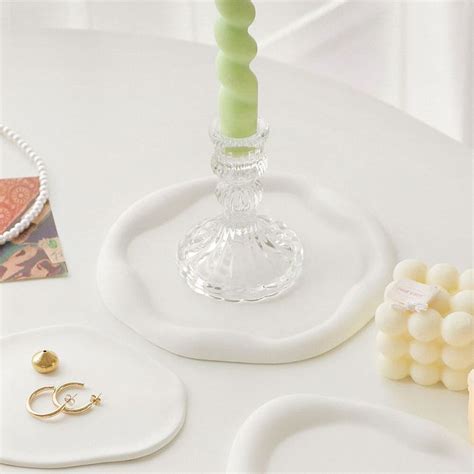 화이트 원형 석고 트레이 캔들 받침 인테리어 소품 감도 깊은 취향 셀렉트샵 29cm