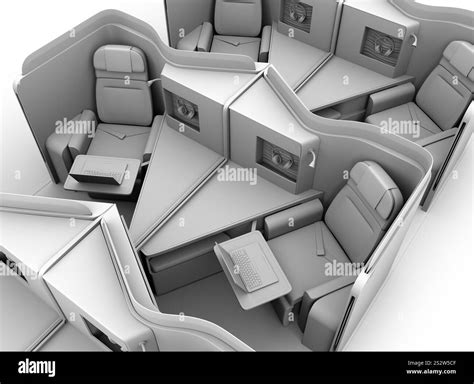 Clay Rendering Image Of The Layout Of A Private Business Class Suite