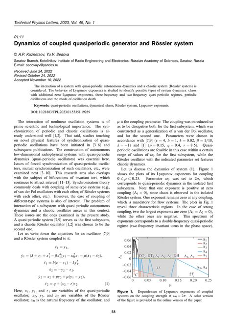 Pdf Dynamics Of Coupled Quasiperiodic Generator And Rossler System