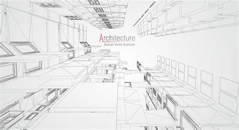 현대 건축 와이어프레임 도시 와이어 프레임의 개념입니다 건축 Cad 도면의 와이어프레임 건물 그림입니다 프리미엄 벡터