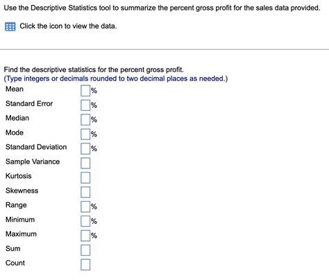 Solved Use The Descriptive Statistics Tool To Summarize The Chegg