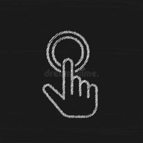 Finger Pressing Round Button Sketch Style Vector Icon Cursor Pointer