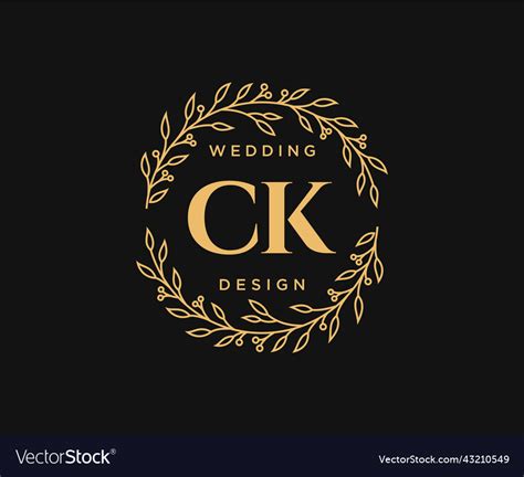 Ck Initials Letter Wedding Monogram Logos Vector Image