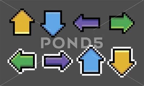 Pixel Arrow Set Image Vector Illustration Of Pixel Art Royalty Free