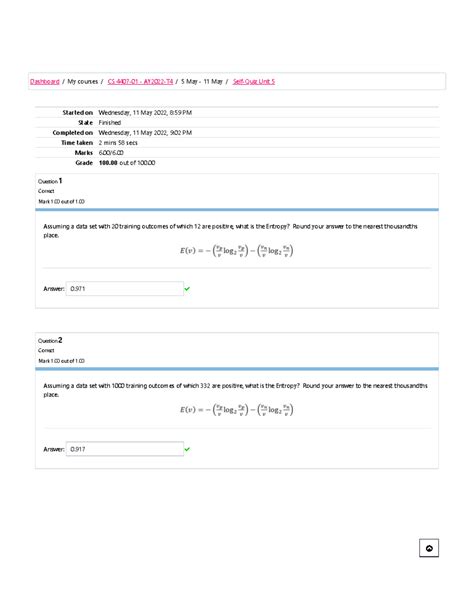 Quiz5 Unit 5 Practice Quiz 100 Started On Wednesday 11 May 2022 8 59 PM State Finished