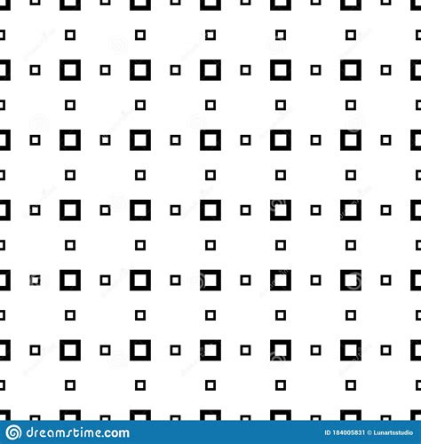 Seamless Square Pattern Abstract Black And White Geometric Ornament Vector Regular Texture