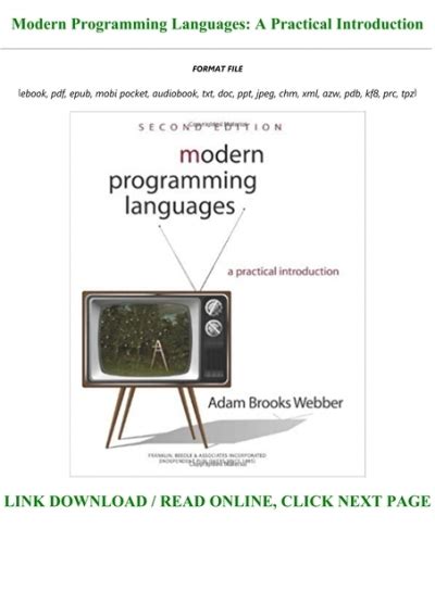 Download E Book Modern Programming Languages A Practical