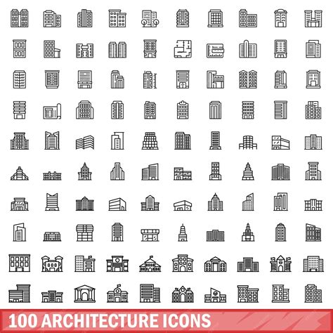 Premium Vector 100 Architecture Icons Set Outline Style