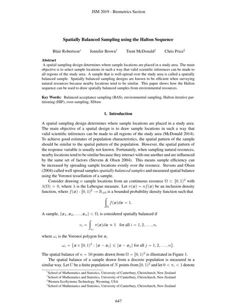 Pdf Spatially Balanced Sampling Using The Halton Sequence