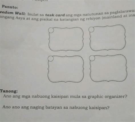 Panuto Eedom Wall Isulat Sa Task Card Ang Mga StudyX