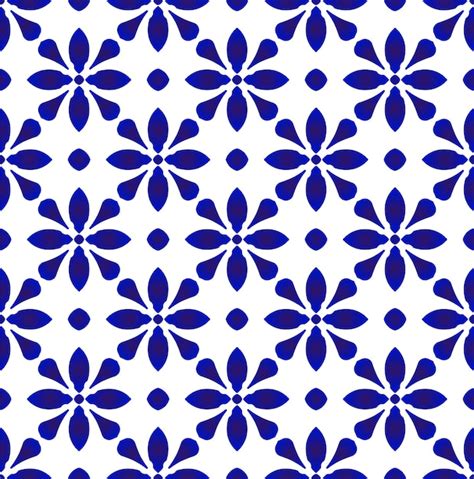 귀여운 파란색과 흰색 원활한 패턴 프리미엄 벡터