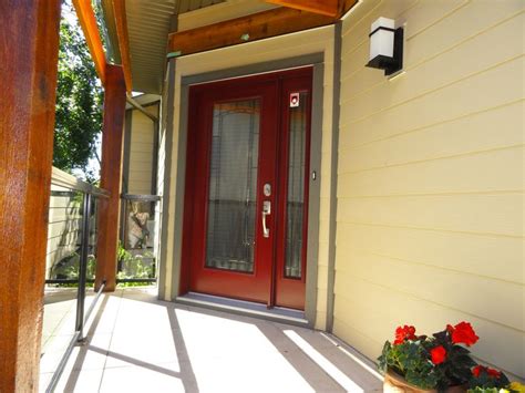 Adelaide Glass Insert By Trimlite Portatec Red Colored Single Entry Door With Sidelite