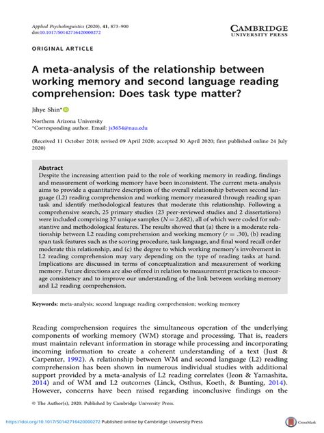 a meta analysis of the relationship between working memory and second