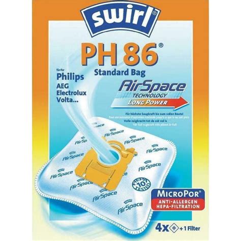 Swirl PH86 Σακούλες Σκούπας 4τμχ Συμβατή με Σκούπα AEG / Electrolux ...