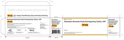 Rizatriptan Orally Disintegrating Tablets Package Insert Prescribing Info