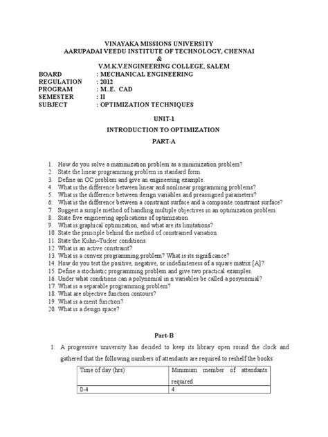Optimization Techniques Question Bank Pdf Mathematical Optimization Analysis