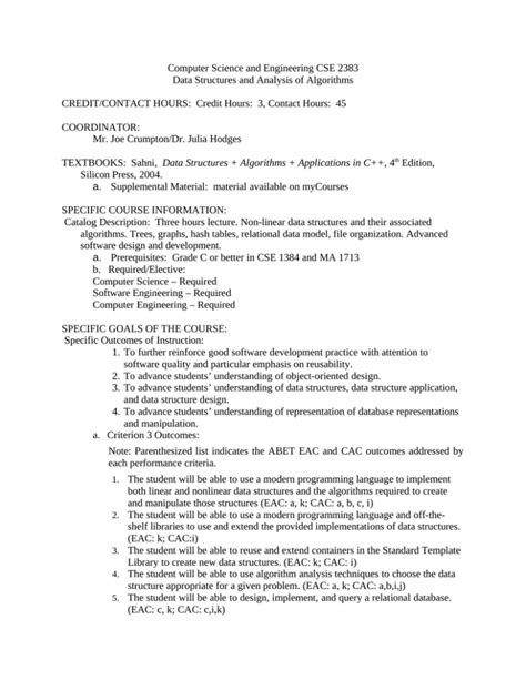 Computer Science And Engineering Cse 2383