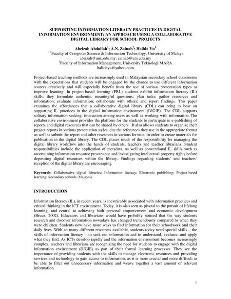 Pdf Supporting Information Literacy Practices In Digital Information