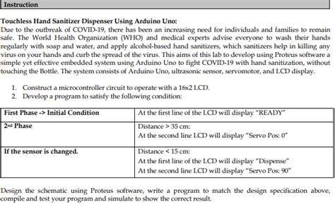 Solved Instruction Touchless Hand Sanitizer Dispenser Using