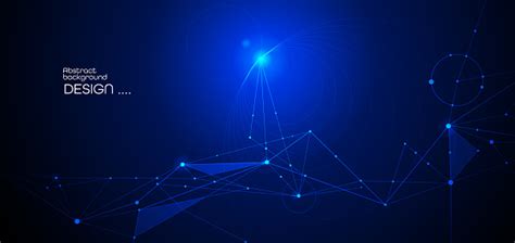 벡터 일러스트 레이 션 분자 도트와 연결 된 라인 파란색 배경에 기술 웹 사이트에 대 한 추상 인터넷 네트워크 연결 디자인 디지털 데이터 커뮤니케이션 과학 및 미래 지향적