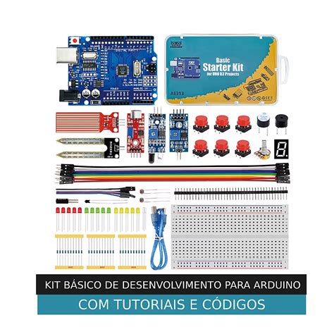Kit Básico Componentes Eletrônicos Pcs Para Arduino NFe RoboBuilders Produtos Sistemas e
