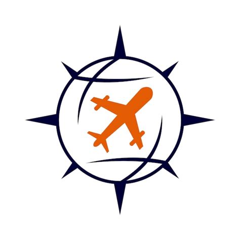 Reisen Flugzeug Kompass Welt Logo Symbol Illustration Markenidentität Premium Vektor