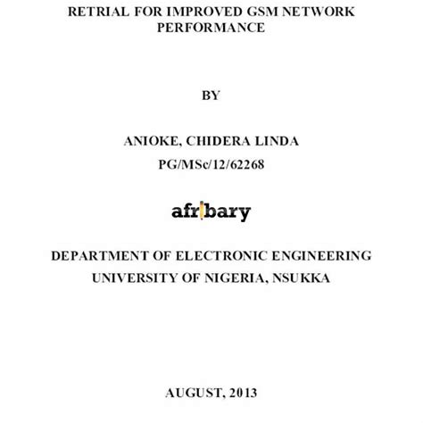 Resource Reservation Scheme With Retrial For Improved Gsm Network Performance Afribary