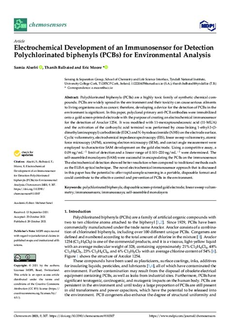 Pdf Electrochemical Development Of An Immunosensor For Detection