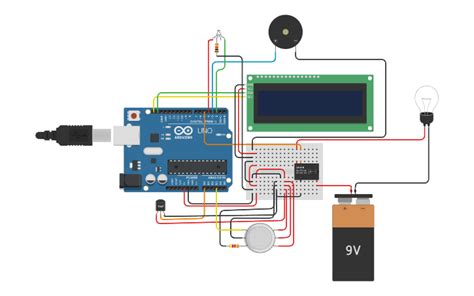 Circuit Design Monitoring Suhu Dan Gas Tinkercad