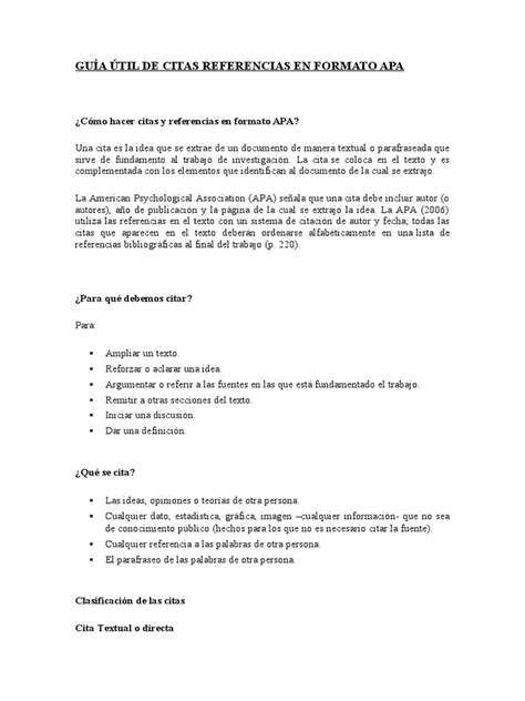 Citas Y Referencias En Formato Apa Pdf Citación Estilo Apa