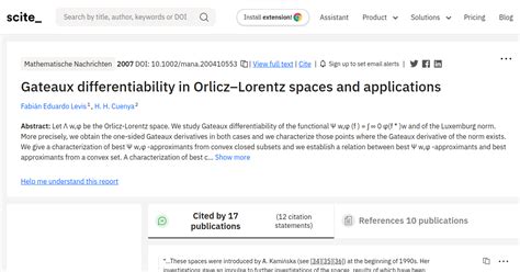 [citation Report] Gateaux Differentiability In Orlicz Lorentz Spaces And Applications