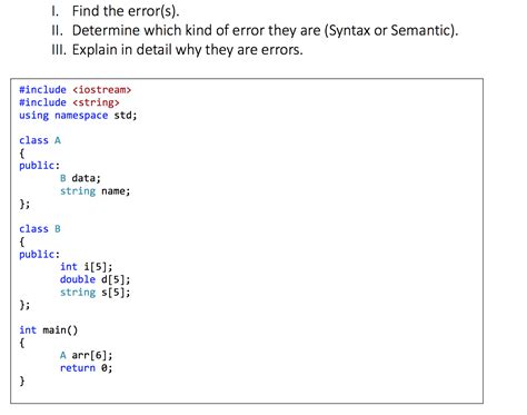 Solved Find The Errors Determine Which Kind Of Error They