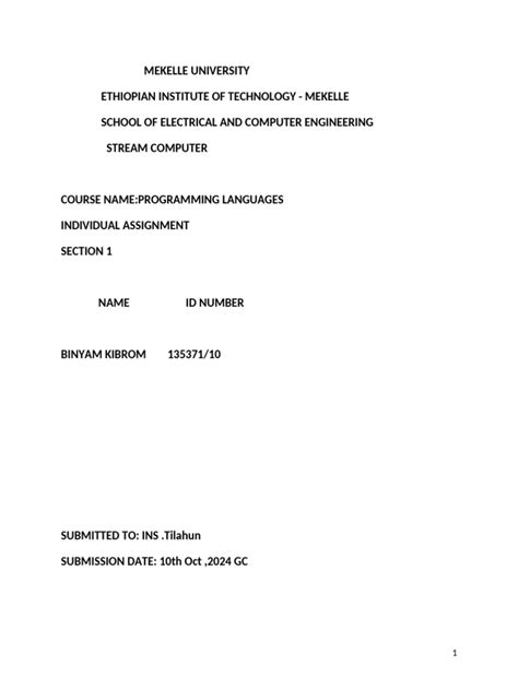 Binyam Programming Language Assignment Pdf Scope Computer Science
