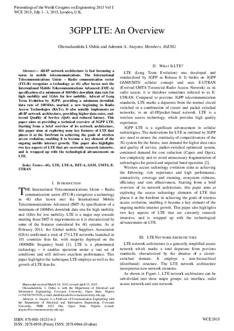 Pdf 3gpp Lte An Overview Pdf