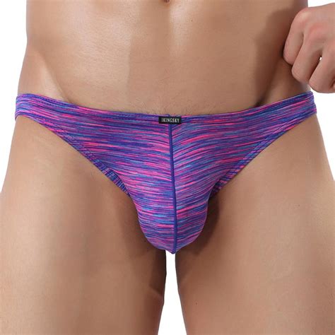 Ikingsky Mens Colorful Big Pouch Bikini Underwear Sexy Low Rise Bluge