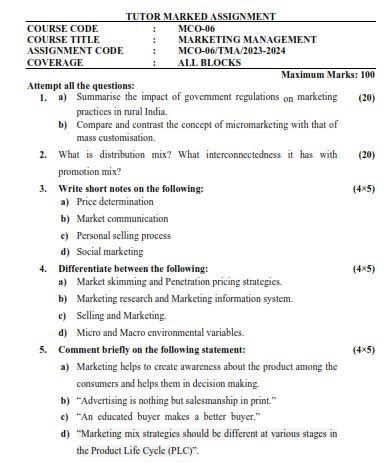 IGNOU MCO Solved Assignment English Medium IGNOU Solved Assignment Download PDF