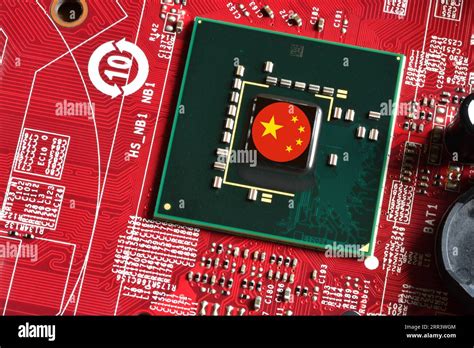China Flag On A Processor Central Processing Unit Cpu Or Gpu Microchip On A Motherboard Or