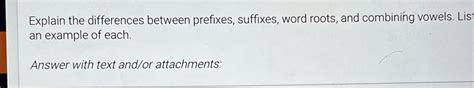 explain the differences between prefixes suffixes word roots and