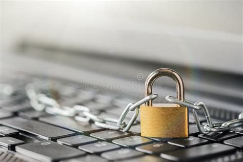 Padlock On Computer Keyboard Network Security Data Security And Antivirus Protection Pc Stock