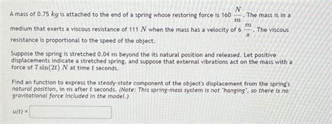 Solved An Object Weighing 8 Lbs Hangs On The End Of A